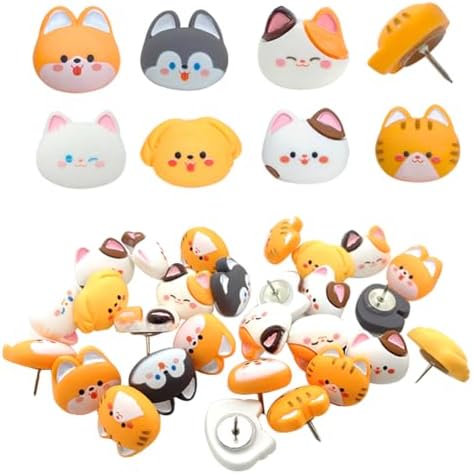 Amazon.com: 35 pcs Cat Dog Push Pins Cute Animal Decorative Thumbtacks ...