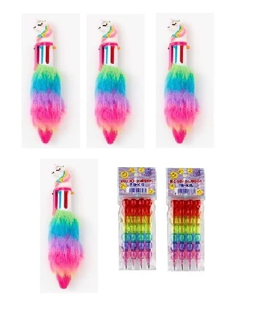 Combo Of Unicorn Fur Pen With 6 Different Colors (Set of 4) + Rainbow ...