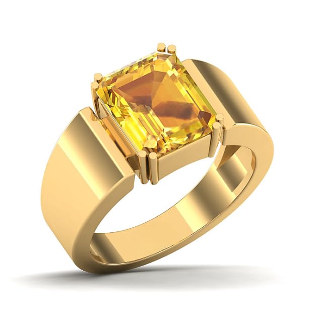 Buy WorldwideGems 5 Ratti Pukhraj Ring Emerald Shape Pila Pukhraj Ring ...