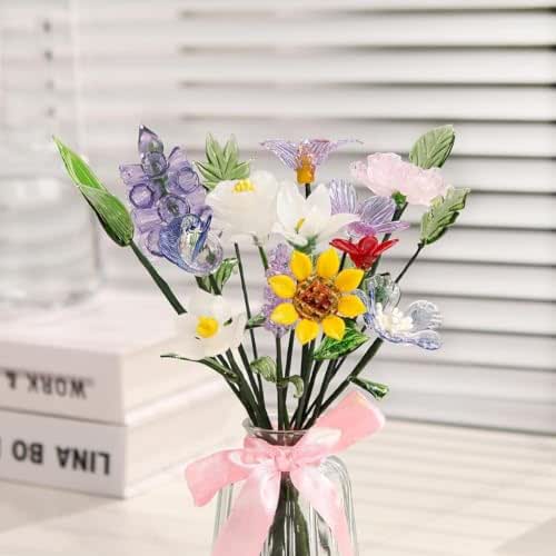 Amazon.com: Handmade Glass Birth Month Flowers With Stems, Birth Flower ...