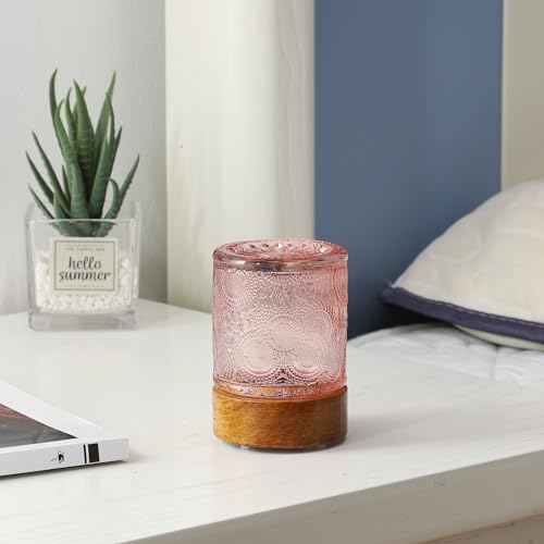 Gudunoan Battery Operated Portable Night Light with Timer, Small Glass ...