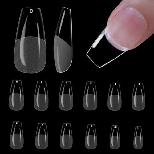 Amazon.com: Clear Nail Tips Medium Coffin Fake Nails 504pcs Pre-Shaped ...