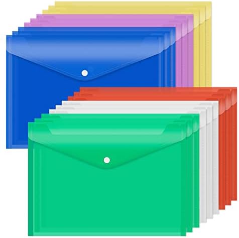 18 Packs Plastic Wallet Poly Envelopes, A4 Clear File Bags Document ...