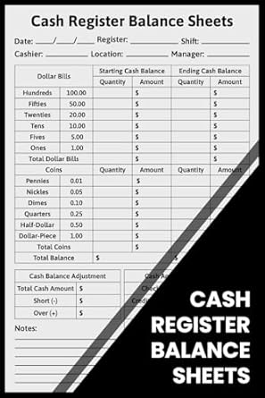 Amazon.com: Cash Register Balance Sheets: Track Cash Flow and Balance ...