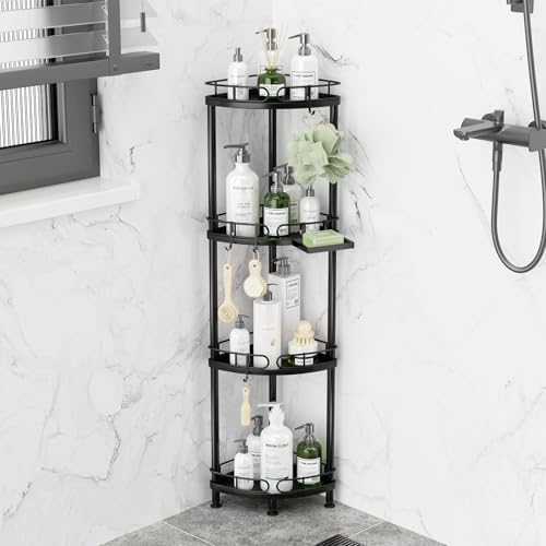 Amazon.com: SWTYMIKI Corner Shower Caddy Standing - 4 Tier Stainless ...