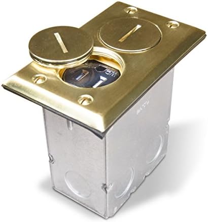RACO 6500BR-5 Rectangular Metallic Floor Box Kit with Brass Finish ...