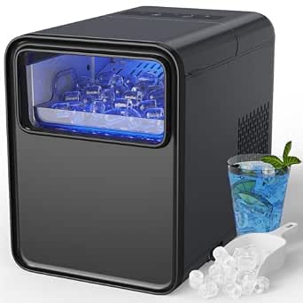 OMISOON Small Ice Maker 12kg/24h, 9 Cubes in 6 Minutes, Self-Cleaning ...