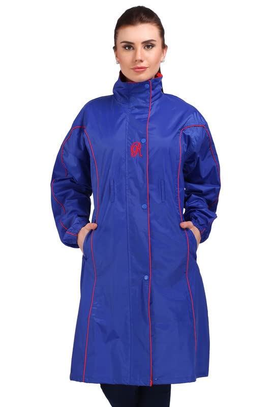 Real Neon Coat Nylon Zipper & Snap Reversible Long Raincoat | Full ...