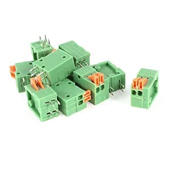 uxcell 10 Pcs 2 Pin 2.54mm 150V 2A PCB Mount Spring Terminals Blocks ...