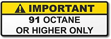 Amazon.com - 91 Octane or Higher Gas Gasoline Fuel Tank Printed Warning ...