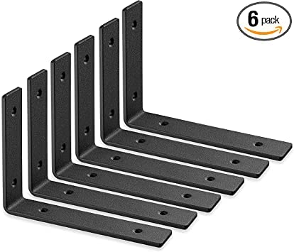 Ikram Traders 8 Inch Shelf Bracket (6pcs) - L Shelf Brackets Black ...