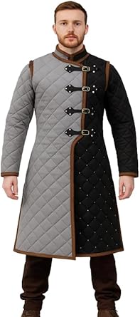 Amazon.com: Medievals Padded Quilted Jacket Gambeson Brown Teping ...