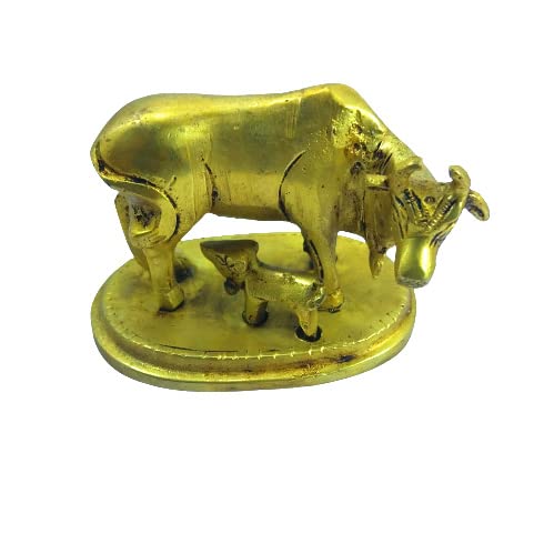 Buy Subhekshana Metal Kamdhenu Cow with Calf Brass Idol .Cow,Gomatha ...