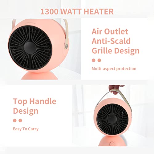 Mini Space Heater, 1300W Electric Ceramic Heater, Portable Small Office ...