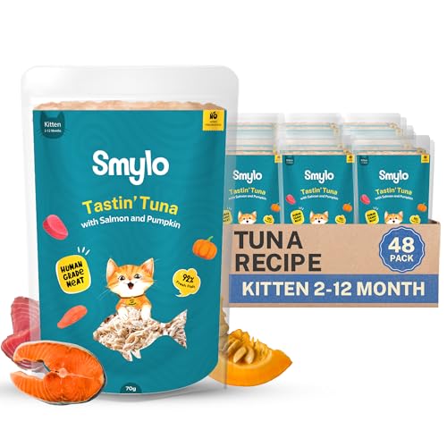 Smylo Natural Healthy Kitten Wet Food (2-12 Months) 70g x 48 Packs ...