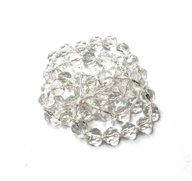 Venus Gems Gallery Premium Silver Crystal Sphatik Diamond Cut Mala ...