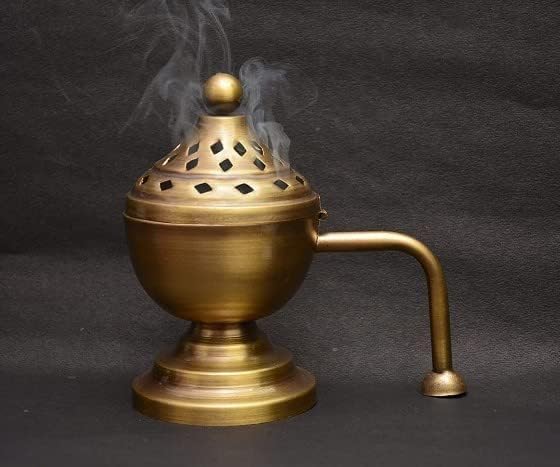 Antique Golden Iron Lobandan or Dhoopdani Incense Burner - Bakhoor Cup ...