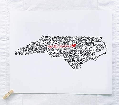 Amazon.com: North Carolina Calligraphy Illustration Art Print ...