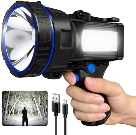 REDRHINO Rechargeable Spotlight Flashlight, Super Bright 1000000 lumens ...
