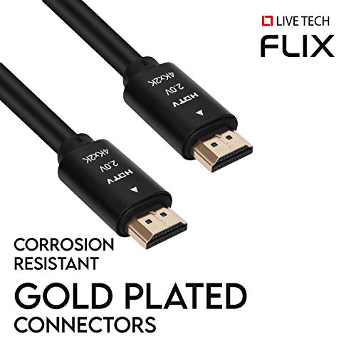 LIVE TECH Flix 4K Ultra HDMI Male-to-Male Cable 1.8 Meter (Black, Metal ...