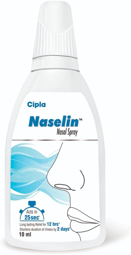 Buy Cipla Naselin Nasal Spray | Unblocks Nose in 25 secs | 12 hours ...