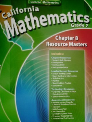 California Mathematics Grade 7 Chapter 8 Resource Masters (California ...