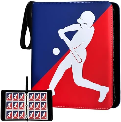 Amazon.com: Durable Baseball Card Binder , Red/Blue 3Ring Baseball ...
