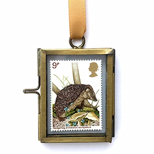 Amazon.com: Hedgehog Framed Vintage Postage Stamp Gift Ornament ...