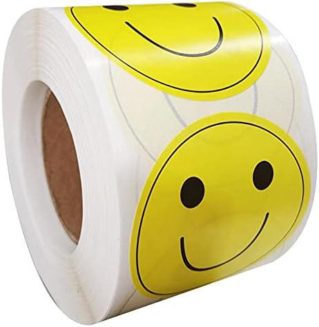 Amazon.com : Large Yellow Smile Face Stickers Happy Face Labels 2" Inch ...