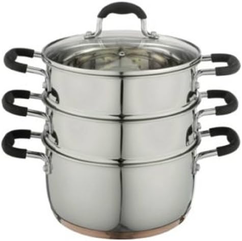 Cookworks Signature Premier Copper Base 3 Tier 20 cm Steamer With Lid ...