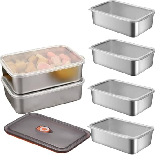 Amazon.com: Stainless Steel Rectangle Food Storage Box Container With ...