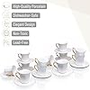 Amazon.com | BTaT Espresso Cups and Saucers, 3 oz, Set of 12, Gold Rim ...