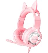 Amazon.com: UNIOJO Pink Gaming Headset for PC, PS5, PS4, Xbox Headset ...