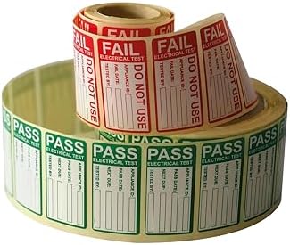 1000 PCS Pass & 200 PCS Fail 25x50mm Pat Testing Label, Pass Pat Test ...
