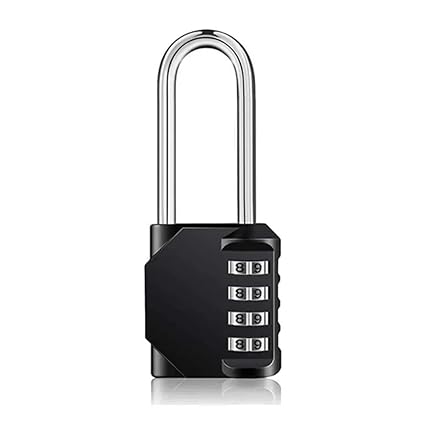 Number Lock Long Neck Combination Lock 4 Digit Cable Lock for Door ...