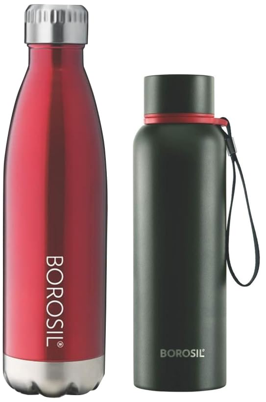 Borosil - Hydra Bolt Trans - Vacuum Insulated Flask Water Bottle, Red ...