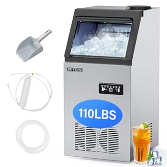 ROVSUN Stainless Steel Commercial Ice Maker Machine, Make 110lbs/24h ...