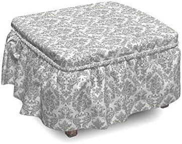 Amazon.com: SureFit Ottoman Slipcover, Twill Ruffled Design, Neutral ...