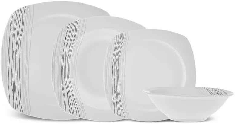 Karaca X5 24-Piece Kitchen White Dinner Sets - Plates and Bowls Set for ...
