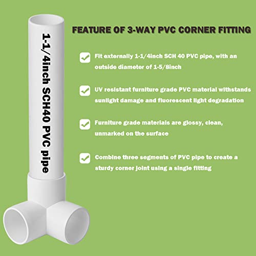 Snapklik.com : 6Pack 3 Way PVC Fittings 1 1/4Inch, PVC Elbow Fittings ...