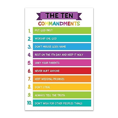 Amazon.com: The Ten Commandments Posters, Kids Scripture Poster, Church ...
