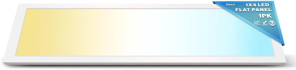Sunco 1x4 LED Flat Panel Light, Dual Selectable CCT 3500K/4000K/5000K & Selectable Wattage 30W ...