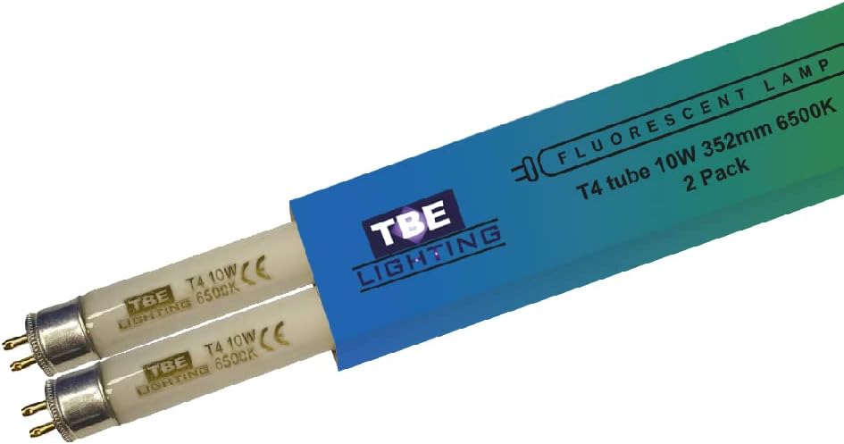 TBE LIGHTING T4 10w Fluorescent Tube Lamps 352mm - 2 Pack of CFL Bulbs ...
