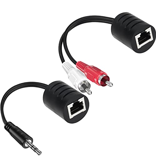 Ullnosoo Audio Balun, RCA Over Cat5/ 6, 3.5mm Stereo to RJ45 and 2 RCA ...