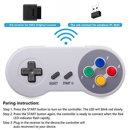 Snapklik.com : Kiwitatá 2 Pack Rechargeable Wireless SNES Controller,24ghz Wireless SNES Remote ...