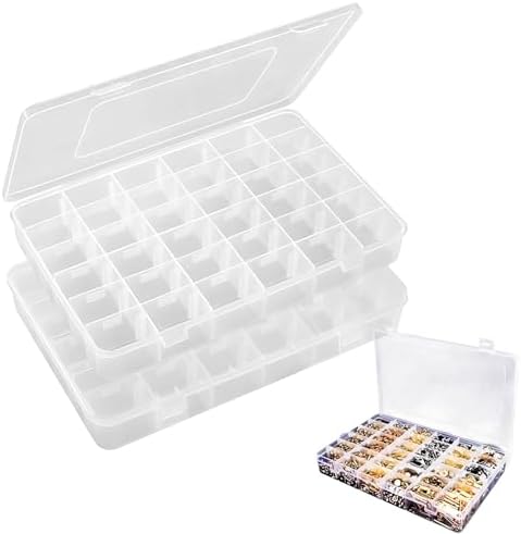36 Grids Plastic Organizer Storage Container Box, 2-Pack Clear ...