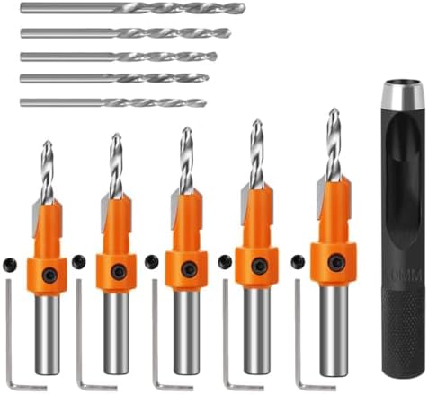 Serplex® 10Pcs Wood Countersink Drill Bit Set, 5Pcs Countersink Drill ...