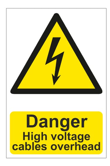 Danger High Voltage Cables Overhead Sign Sticker, Waterproof Sticker ...