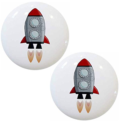 Set of 2 Rocket with Burner Ceramic Cabinet Drawer Knobs - Amazon.com