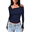 Darong Women's One Off Shoulder Long Sleeve Tops Ruched Going Out Crop ...